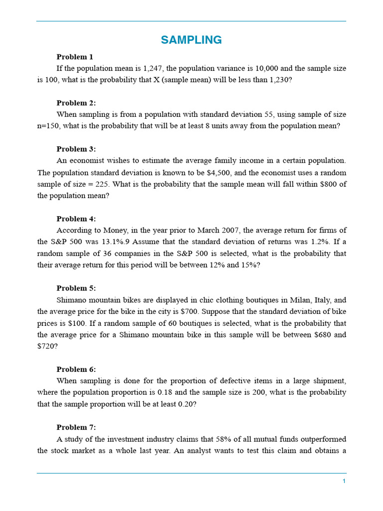 Chapter 4 - Sampling | PDF | Standard Deviation | Sampling (Statistics) Chapter 4 - Sampling | PDF | Standard Deviation | Sampling (Statistics)