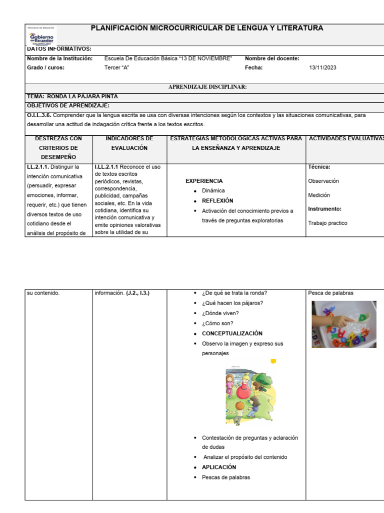 3 Grado Lengua Literatura - Planificación de la Universidad | PDF ...