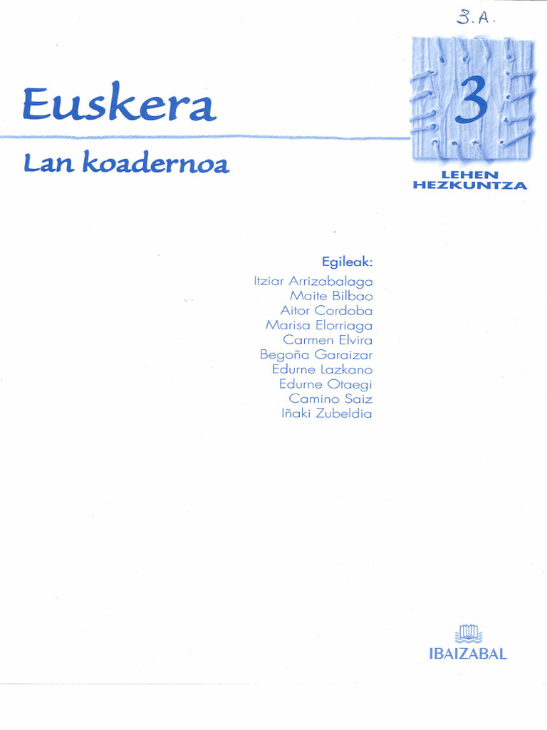 Euskera Lan Koadernoa | PDF