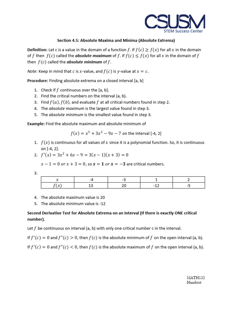 math132_absolute_max_min | PDF | Mathematical Relations | Computational Science