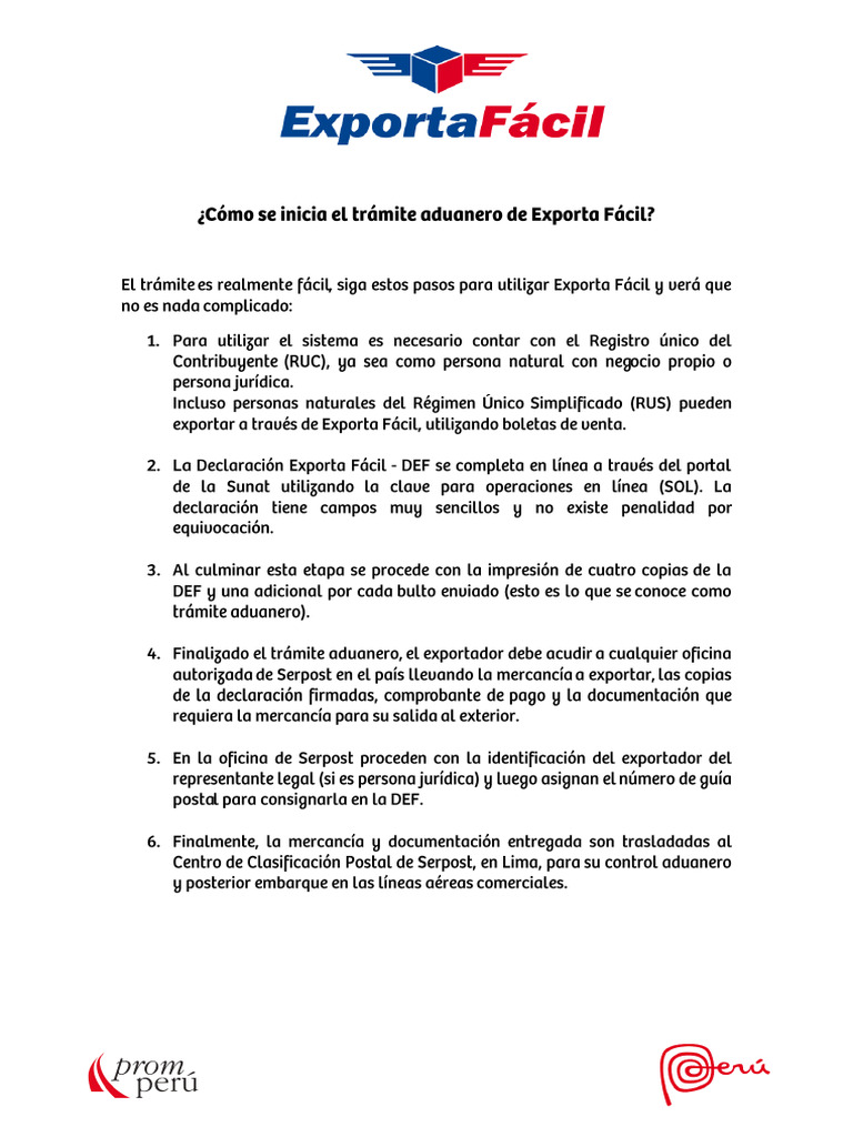 Exporta Facil Como Inicia Tramite | PDF