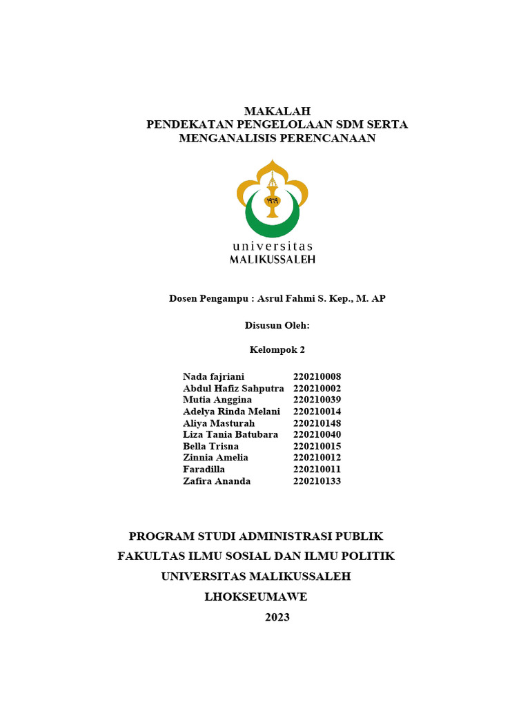 Makalah Pendekatan Pengelolaan SDDM | PDF | Pengembangan Diri