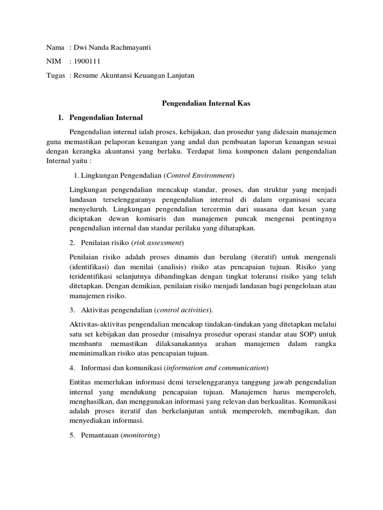 Dwi Nanda Rachmayanti - 1900111 - AKL | PDF | Pengelolaan Keuangan & Uang