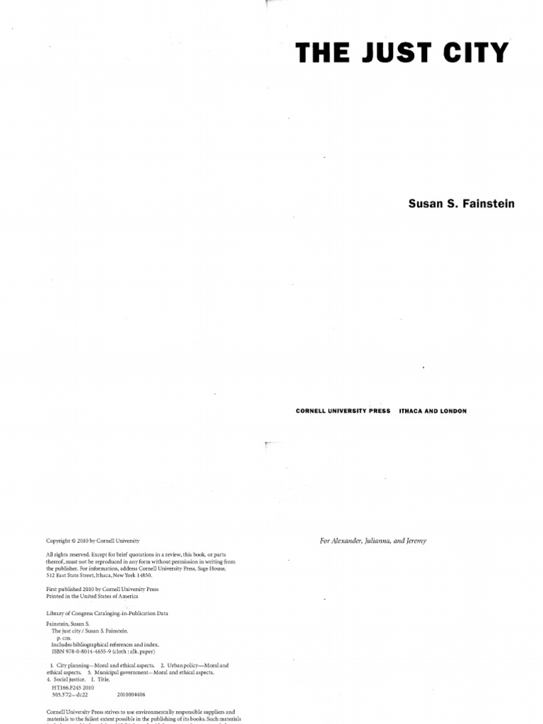 Fainstein, Susan S. (2011) The Just City | PDF
