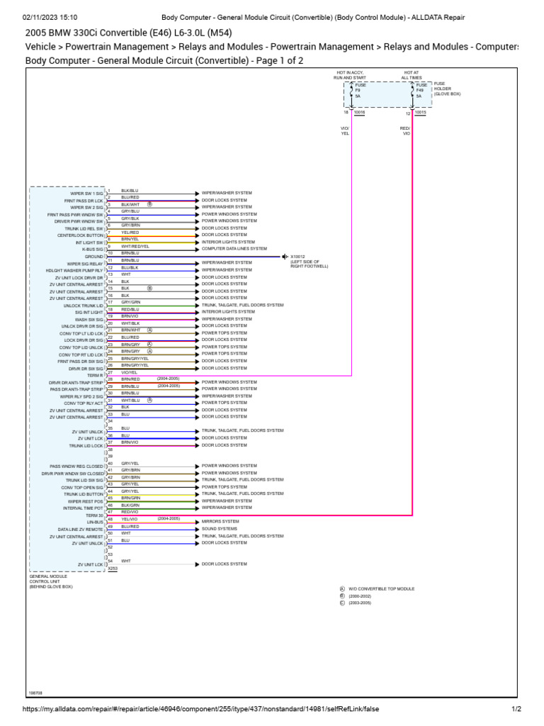 Body Computer - General Module Circuit (Convertible) (Body Control ...