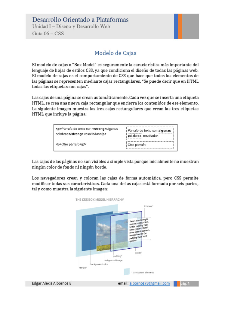 Guia 06 - CSS Modelo de Cajas | Descargar gratis PDF | HTML | Red mundial