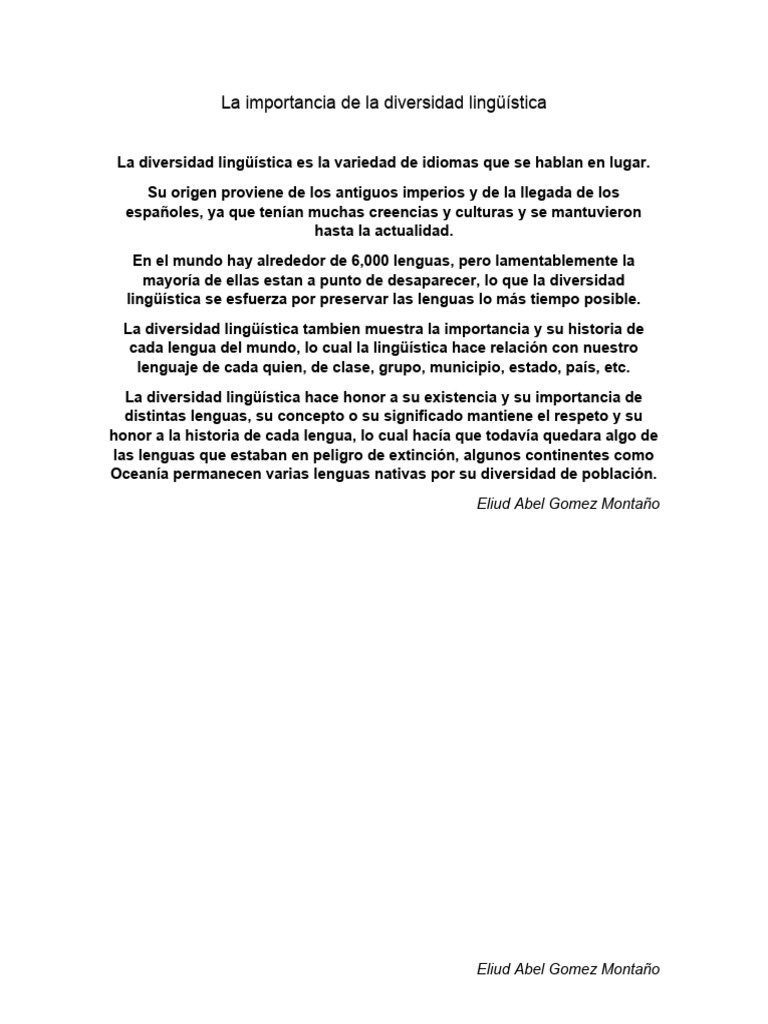que es la diversidad lingüística TEXTO SINTESIS | PDF | Lingüística ...