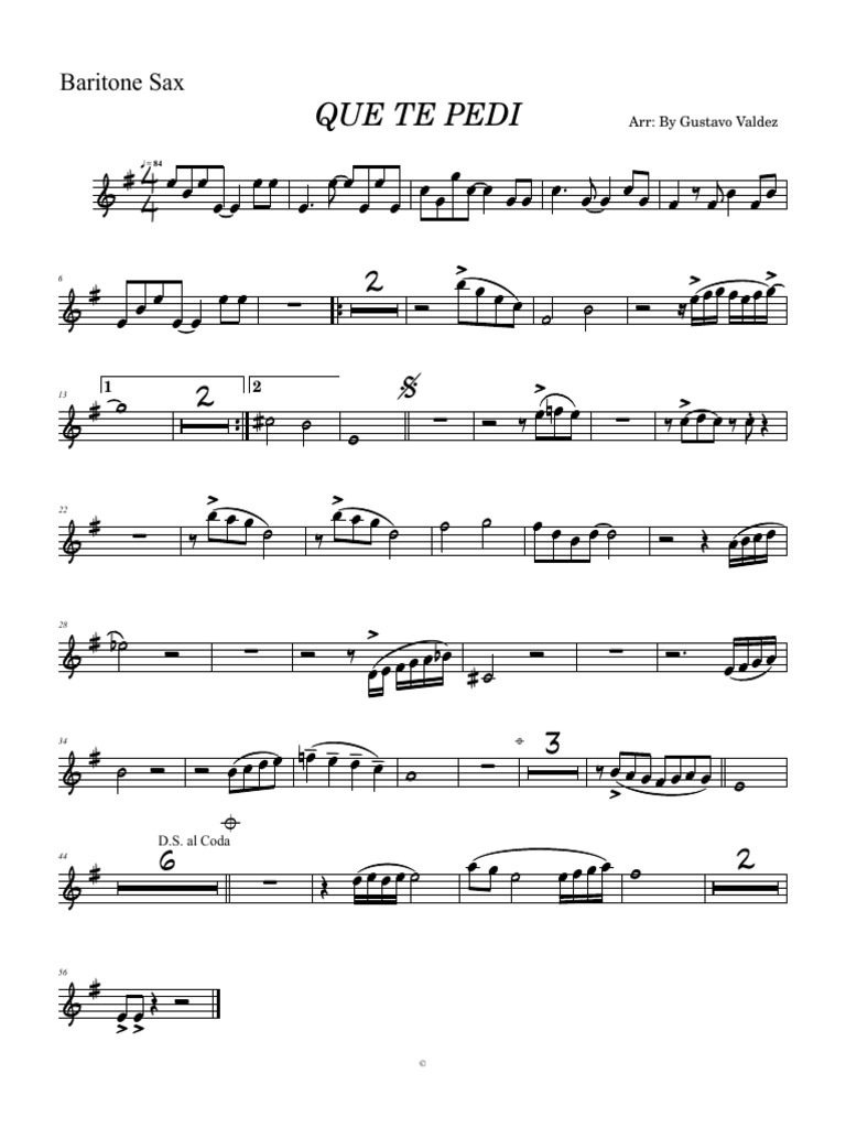 Que Te Pedi Baritone Sax | PDF