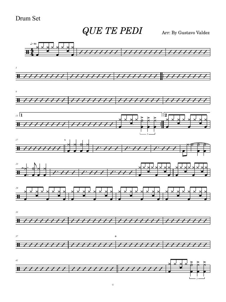 Que Te Pedi Drum Set | PDF