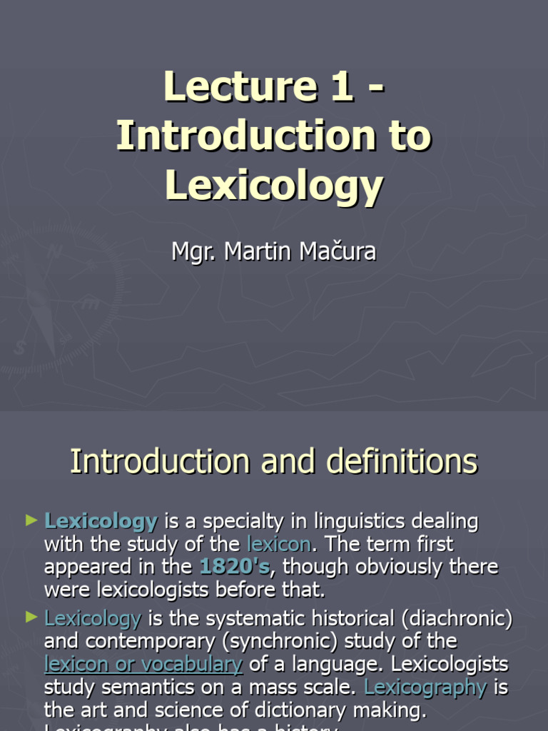 Lecture 1 - Introduction To Lexicology | PDF | Lexicology | Morphology ...