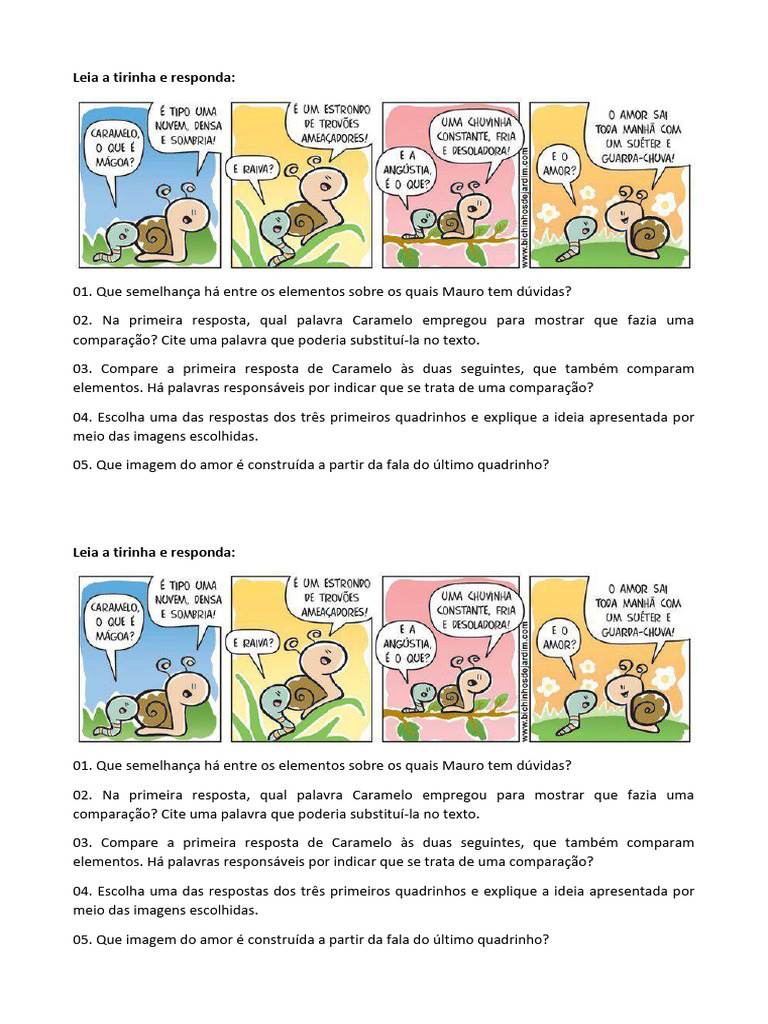 Leia A Tirinha e Responda | PDF