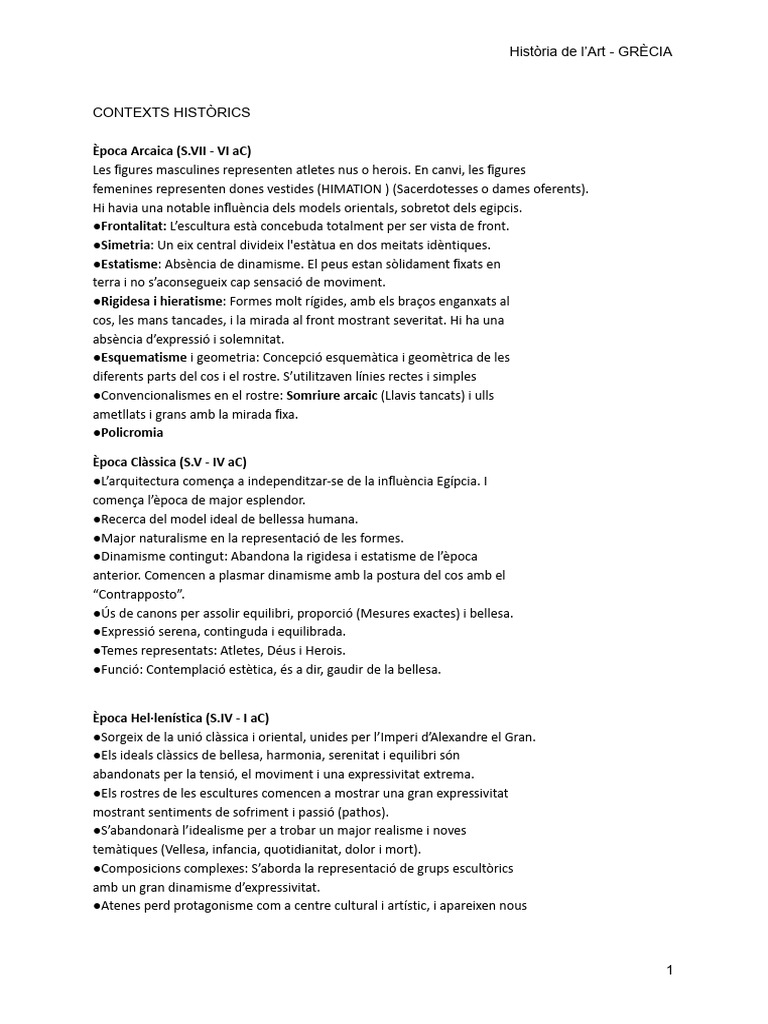 HIST - ART Apunts Grècia | PDF