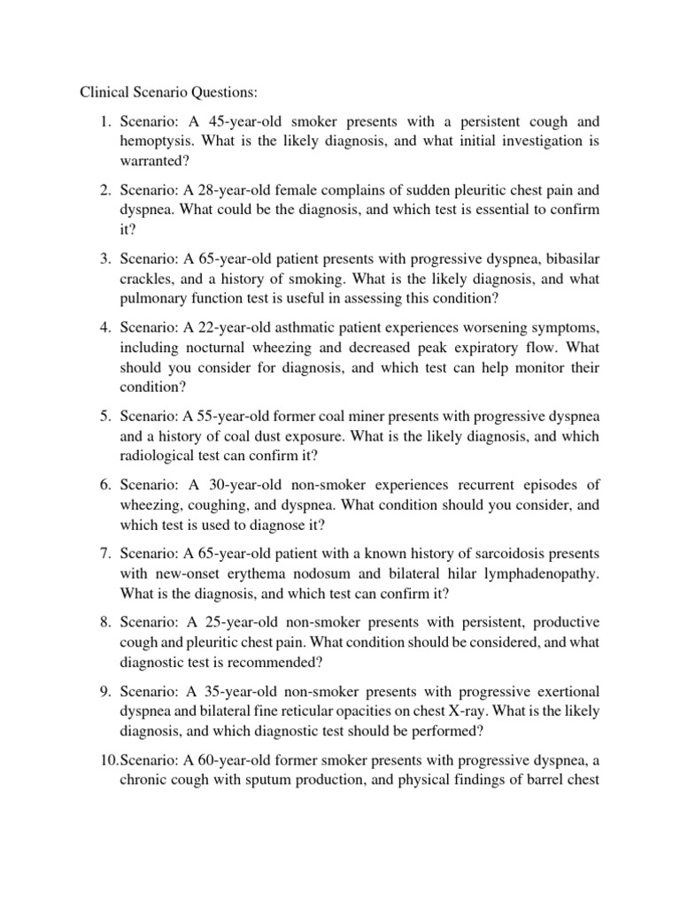 Scenario Questions | PDF | Otorhinolaryngology | Health Sciences