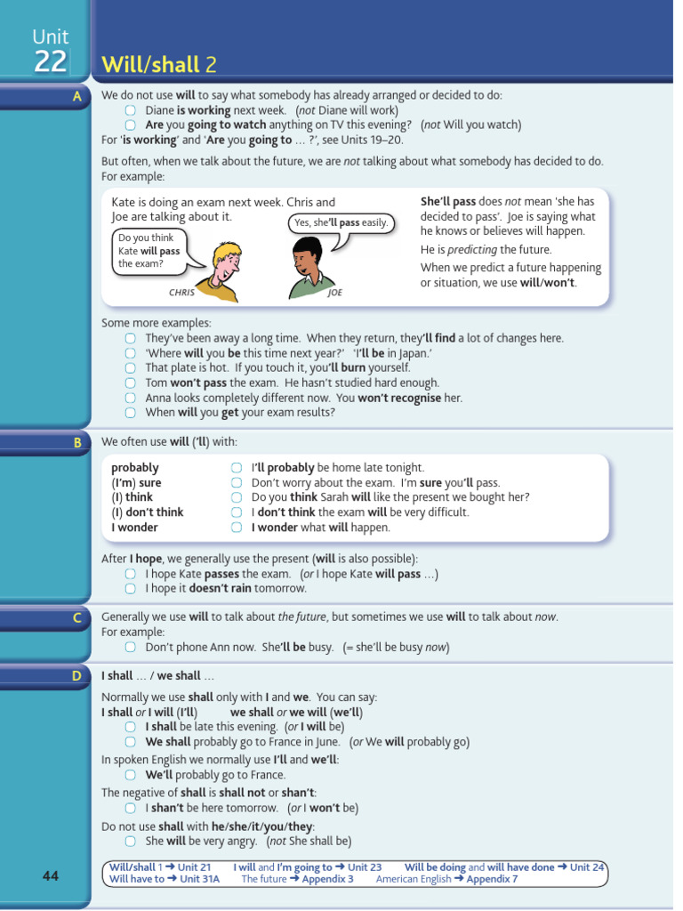 English Grammar in Use 4th Edition Intermediate - Will - Shall | PDF