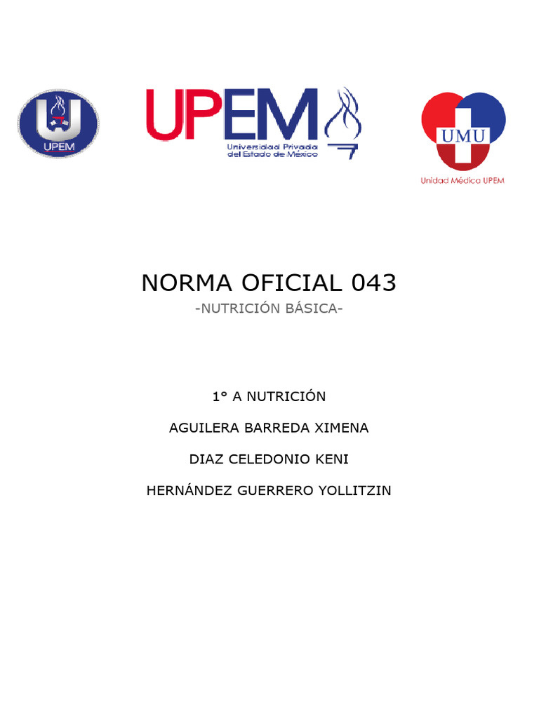 Trabajo Escrito - Norma Oficial 043 | PDF | Alimentos | Dieta