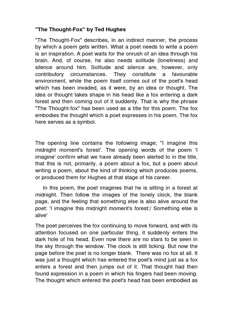 The Thought-Fox محاضرة | PDF | Poetry