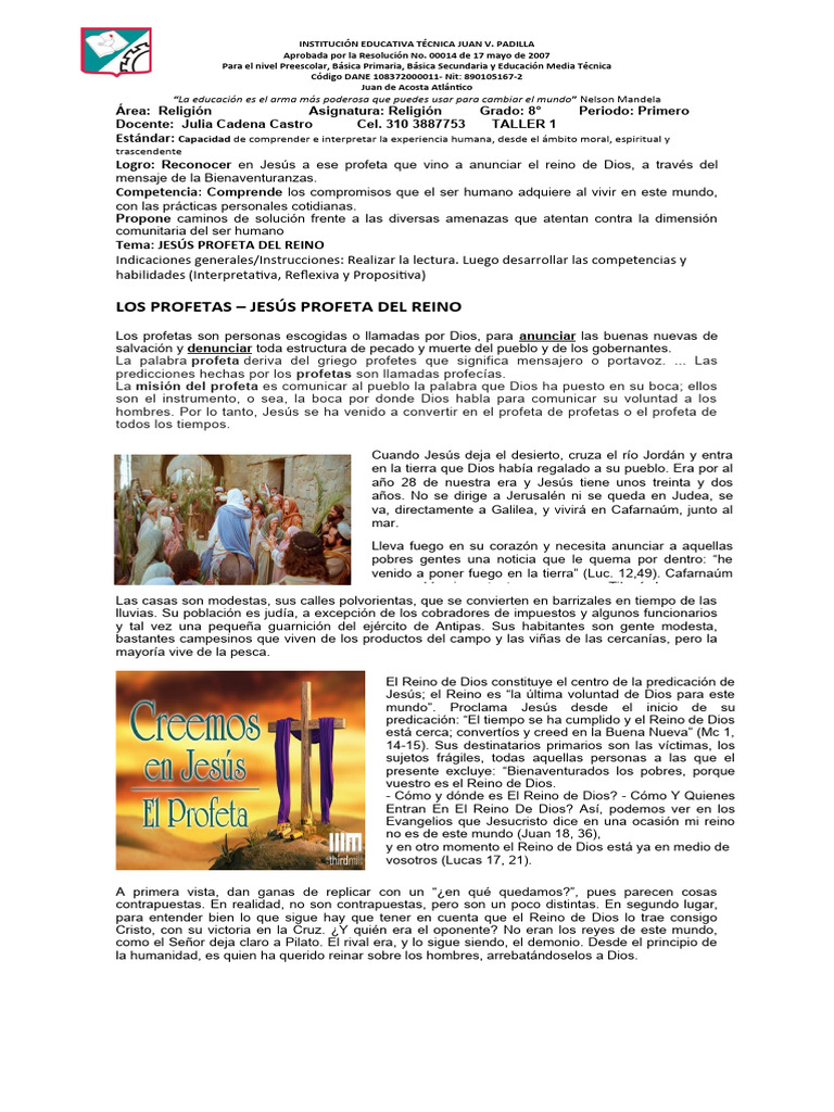 Jesús como Profeta del Reino de Dios | PDF | Jesús | Profeta