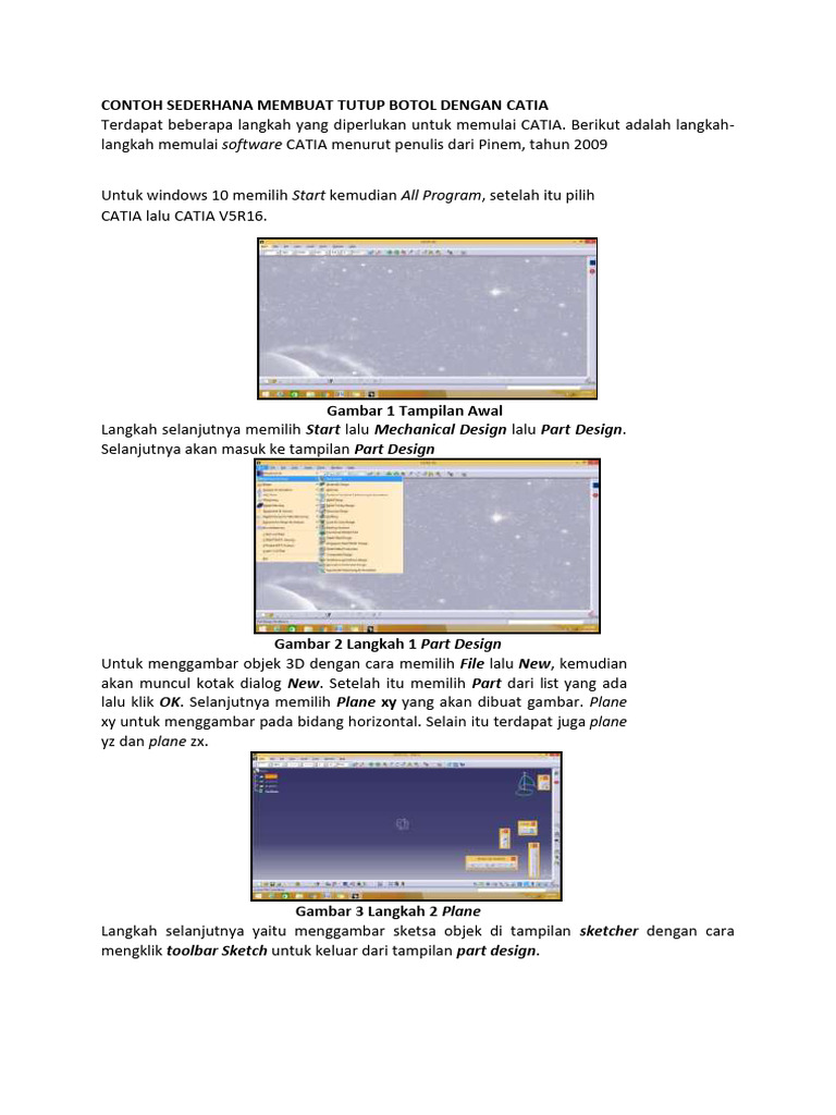 Contoh Langkah Membuat Tutup Botol Dengan Catia V5 | PDF | Komputer