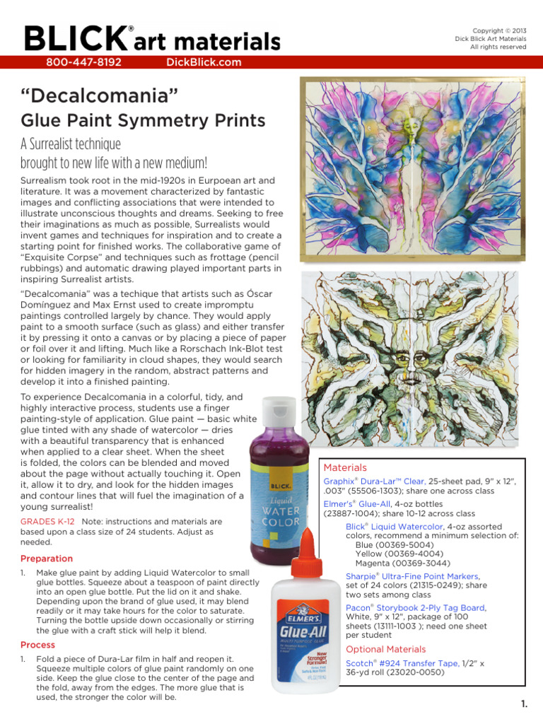 Decalcomania Glue Paint Symmetry Prints Glue Paint Symmetry Prints | PDF | Art