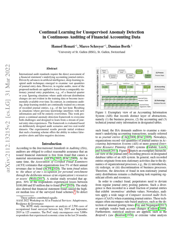 Continual Learning for Unsupervised Anomaly Detection in Continuous Auditing of Financial ...