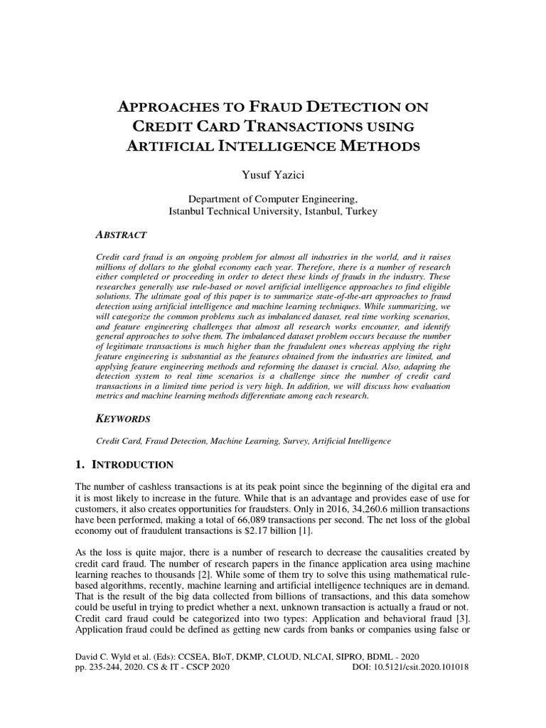 Approaches To Fraud Detection On | PDF | Machine Learning | Artificial ...