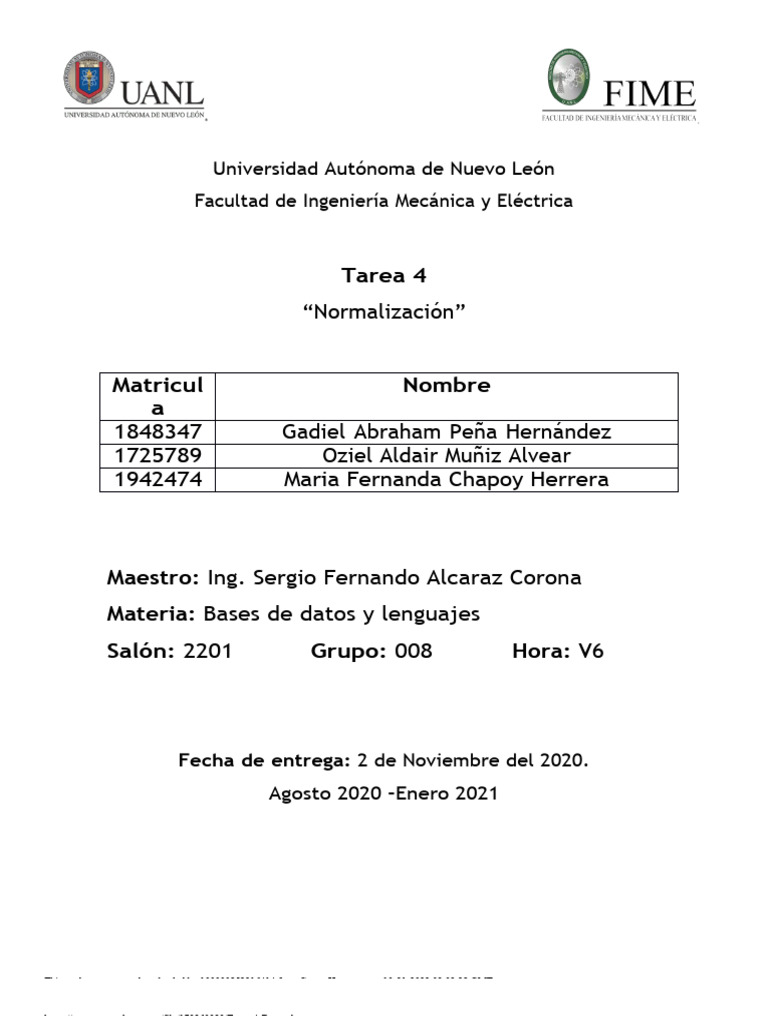 Tarea 4 Bases de Datos.docx | PDF | Informática
