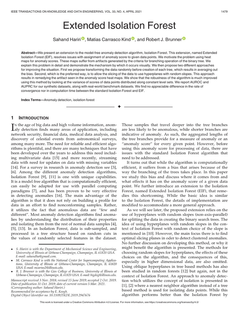 Extended Isolation Forest | PDF | Cluster Analysis | Cartesian ...