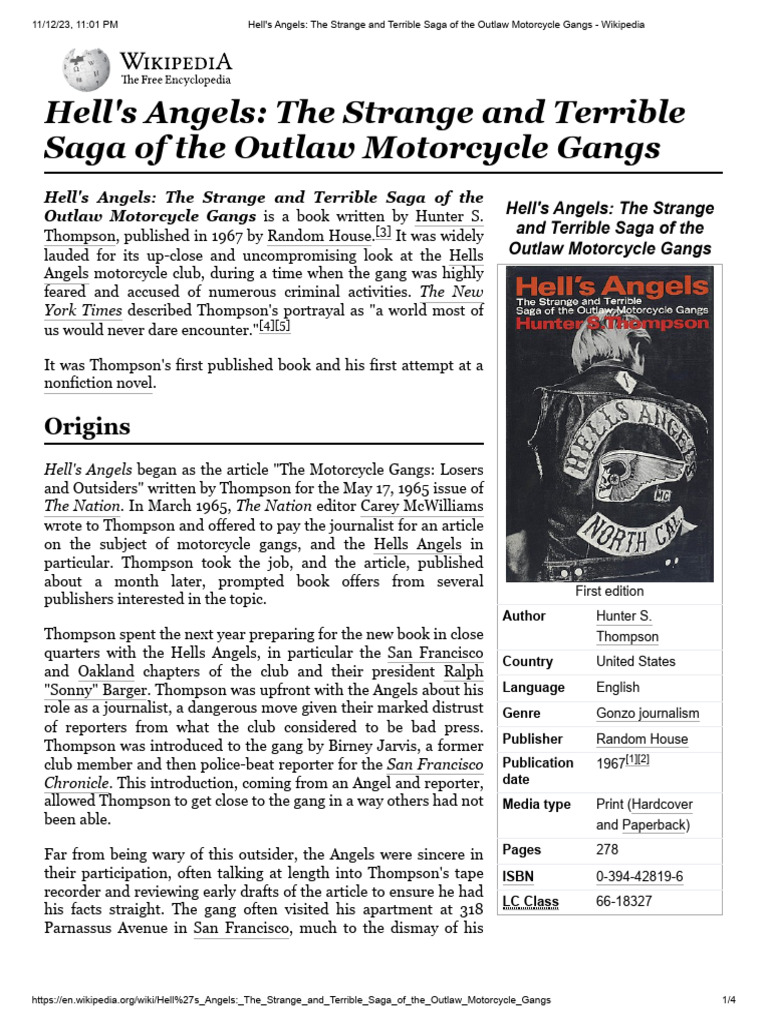 Hell's Angels: A Gonzo Journey | PDF | Gang | Books