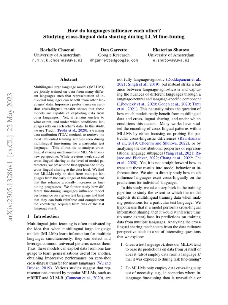 Cross-Lingual Data Sharing in MLLMs | PDF | Sampling (Statistics ...