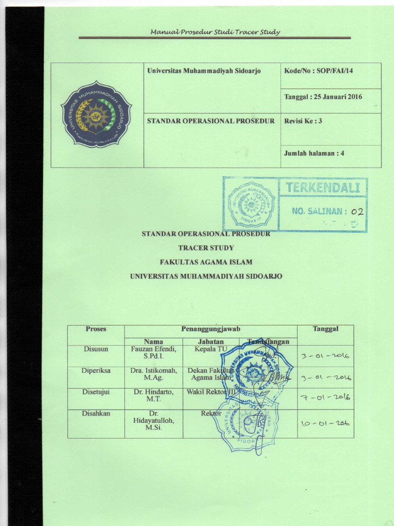 14 Sop Tracer Studi | PDF