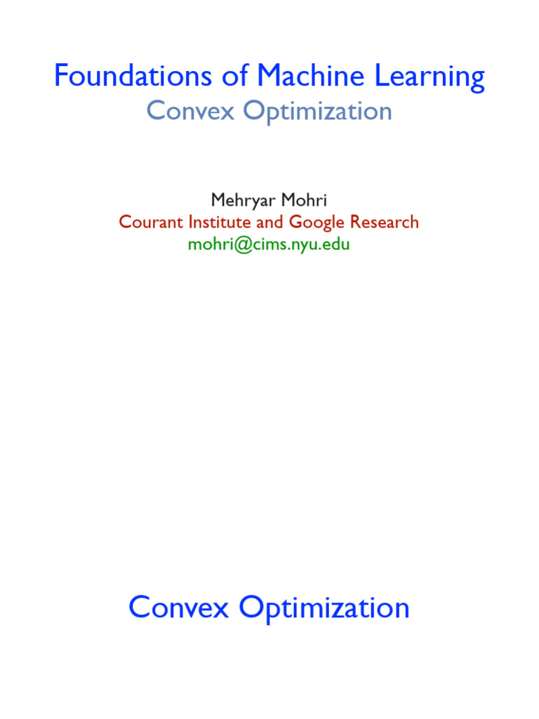 Lecture 0-Ml Convex Optimization | PDF | Mathematical Analysis | Mathematical Logic