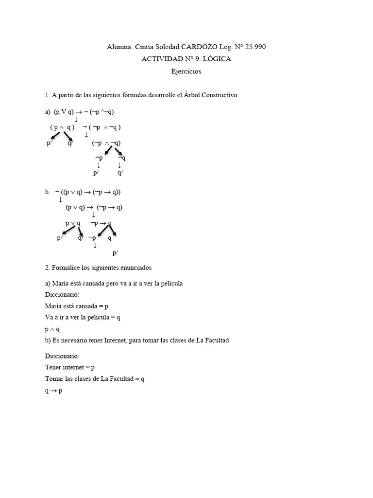 Ejercicios de Lógica y Formalización | PDF