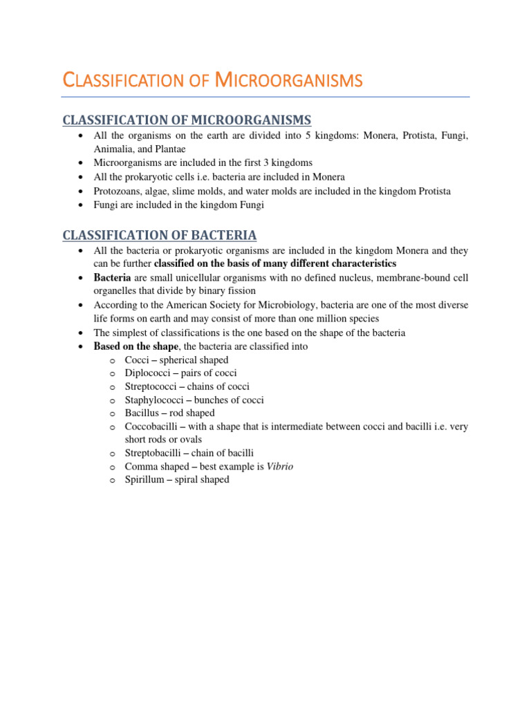 MicroBiology-Classification of Microorganisms | PDF | Fungus | Bacteria