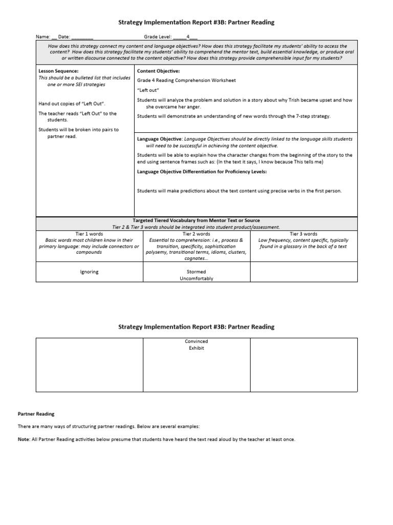3B Partner Reading | PDF | Reading Comprehension | Learning