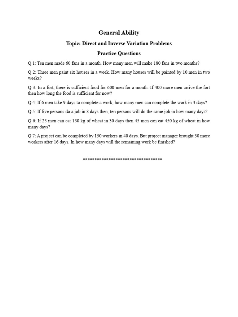 Unitary Method, Practice Questions | PDF | Sports & Recreation | Travel