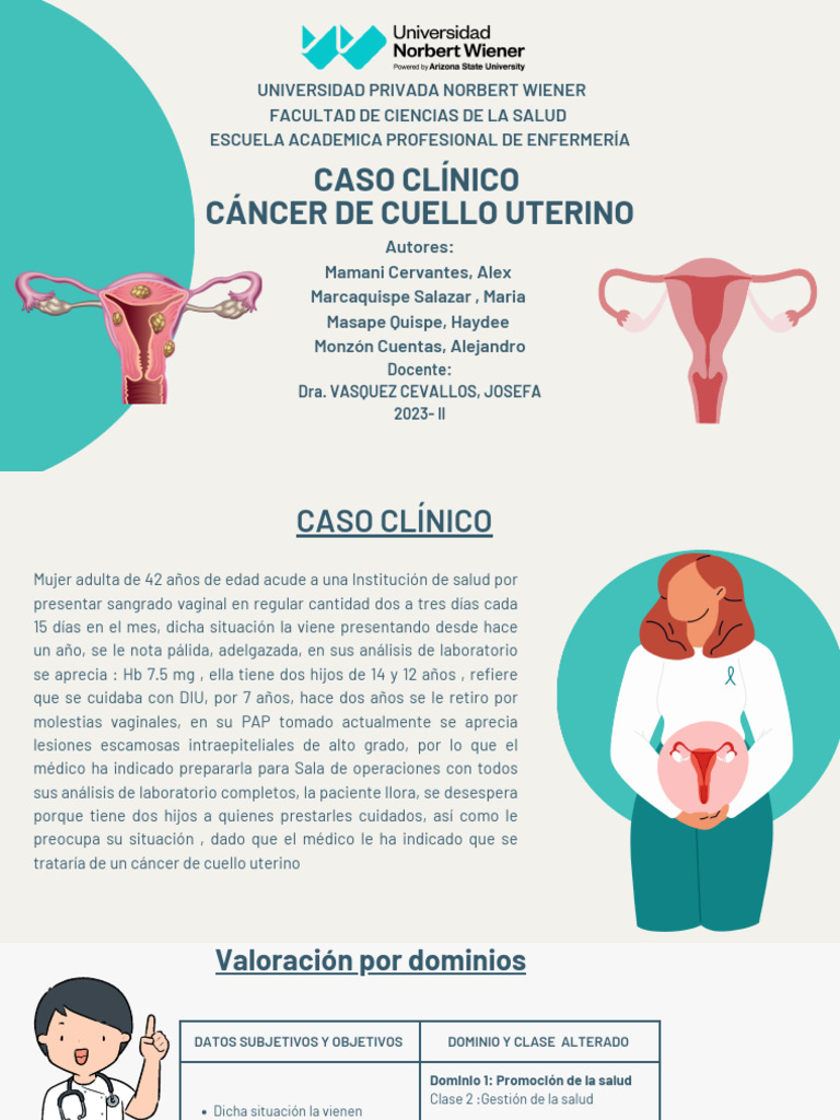 Grupo 12 - Caso Clinico Cancer de Cuello Uterino | PDF | Ansiedad | Enfermería