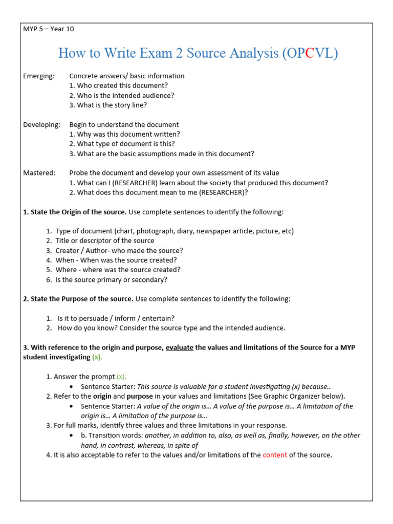 MYP 5 Source Analysis Guidelines | PDF | Slum | Infographics