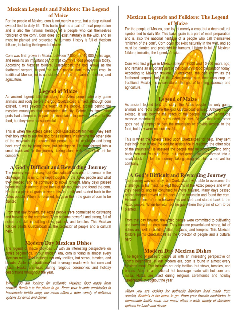 Mexican Legend About Corn | PDF | Maize | Mexican Cuisine