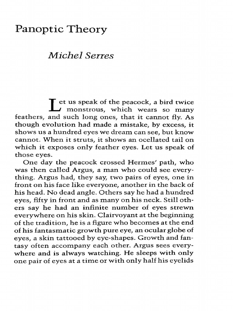 Michel Serres-Panoptic Theory | PDF