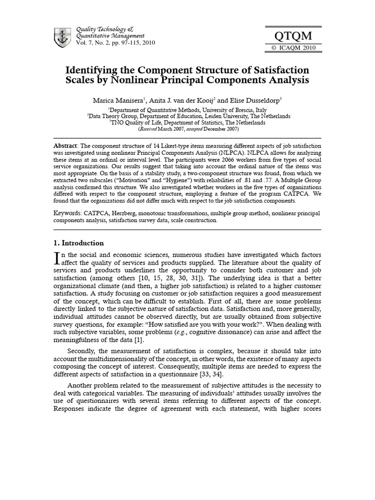 Identifying The Component Structure by Nonlinear PCA | PDF | Principal Component Analysis | Job ...