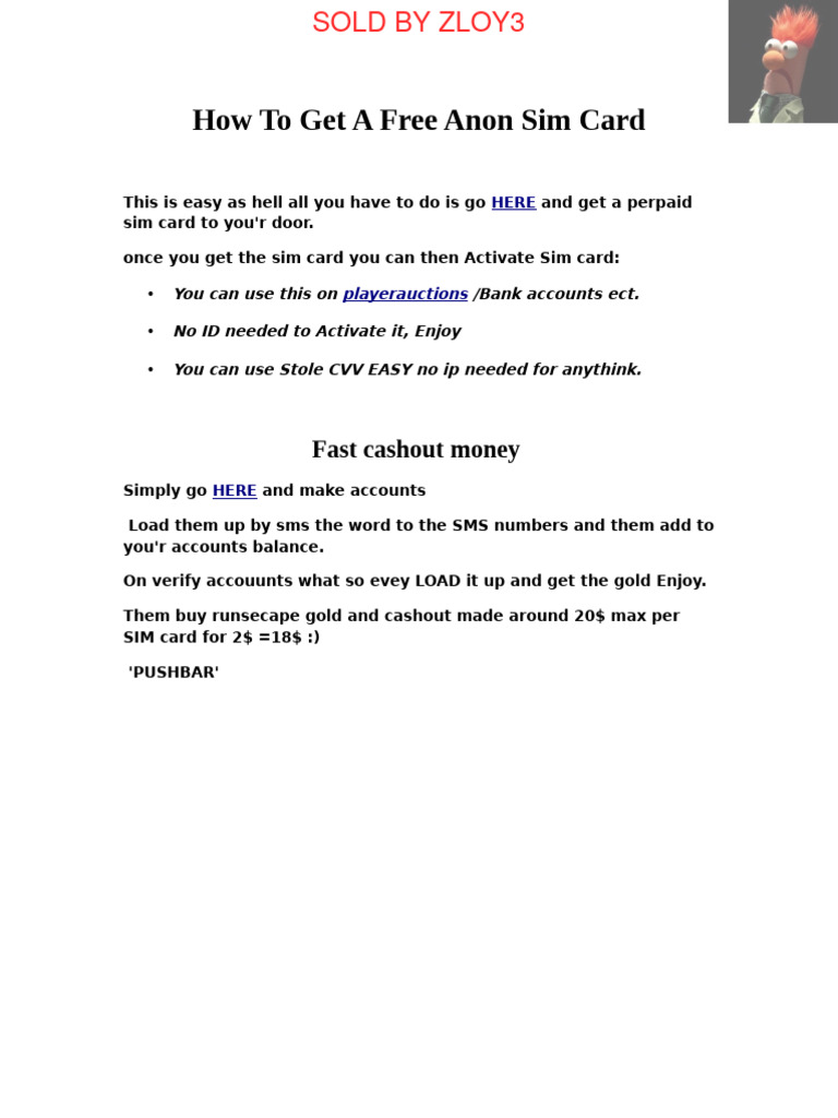 How To Get A Free Anon Sim Card. | PDF