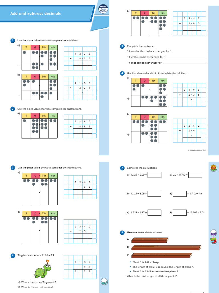 Y6 Spring Block 3 WO4 Add and Subtract Decimals | PDF | Mathematics | Arithmetic