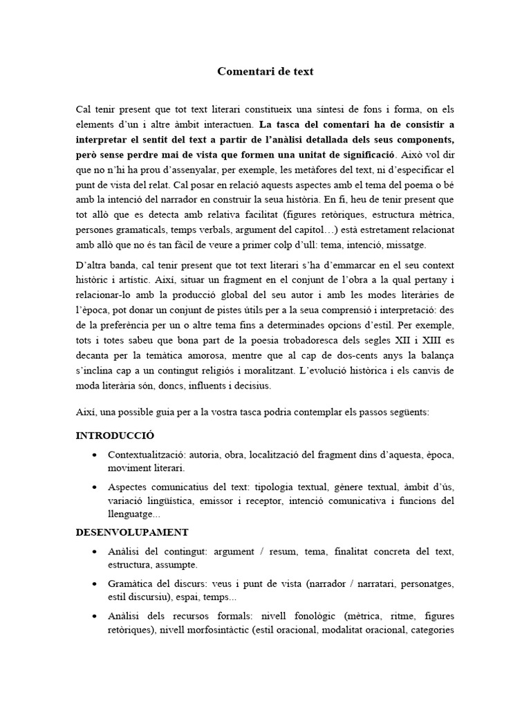 Guiã - Comentari de Text | PDF