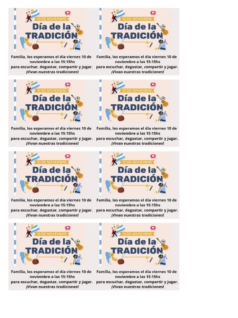 Dia de La Tradicion Tarjeta | PDF