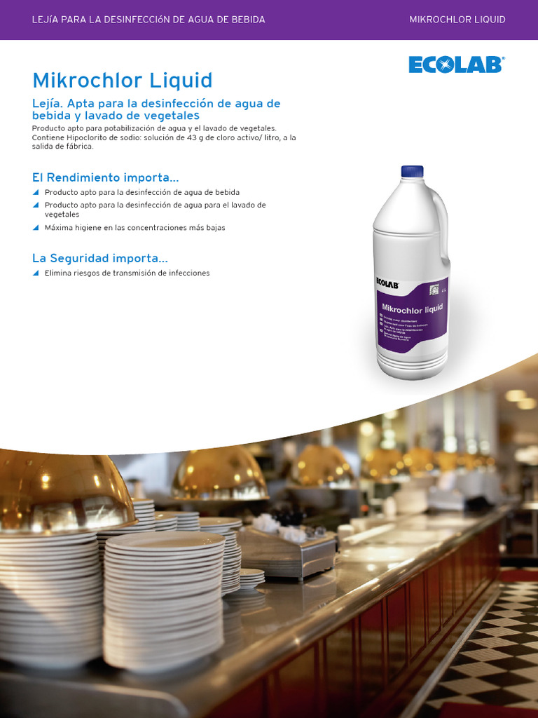 20042FT-MIKROCHLOR LÃ QUIDO Garrafa 4lt | PDF | Agua | Blanqueador