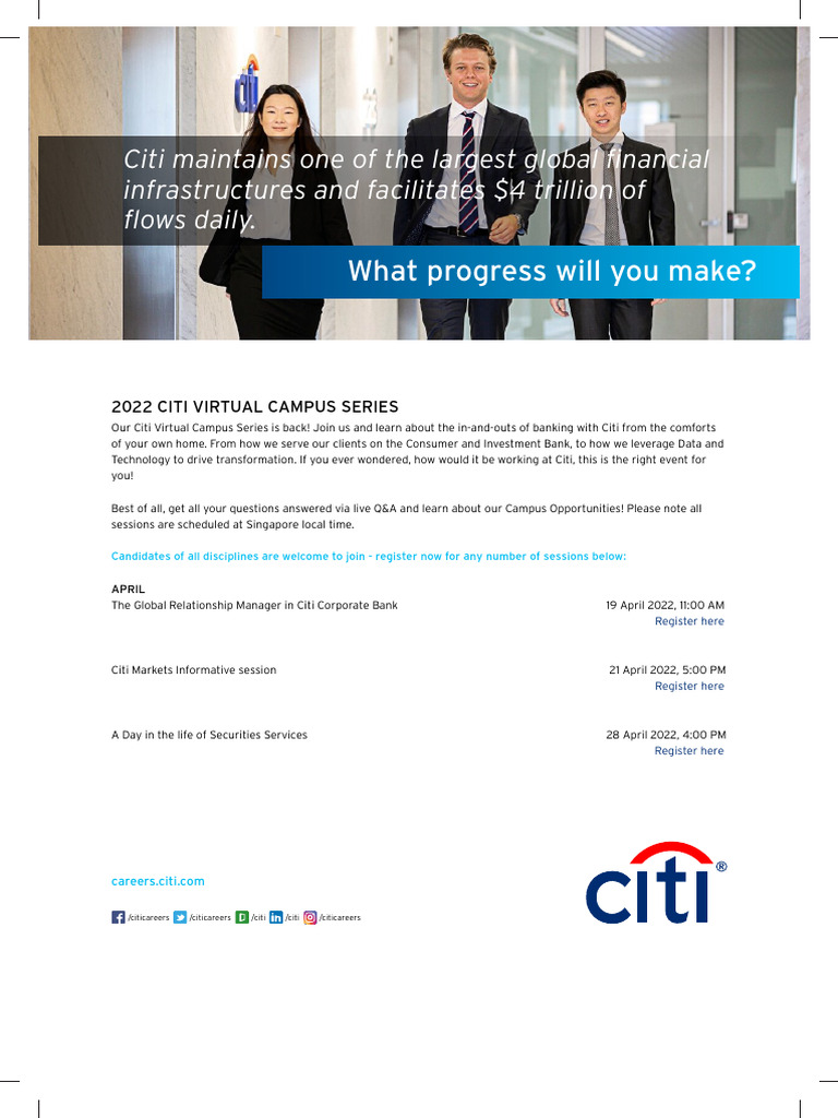 Citibank - 2022 SG Virtual Campus Series FINAL - eDM | PDF | Citigroup | Investment Banking