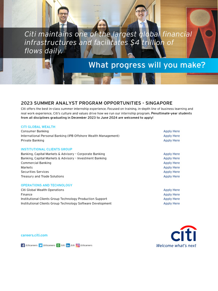 2023 Citi Summer Analyst Program Singapore | PDF