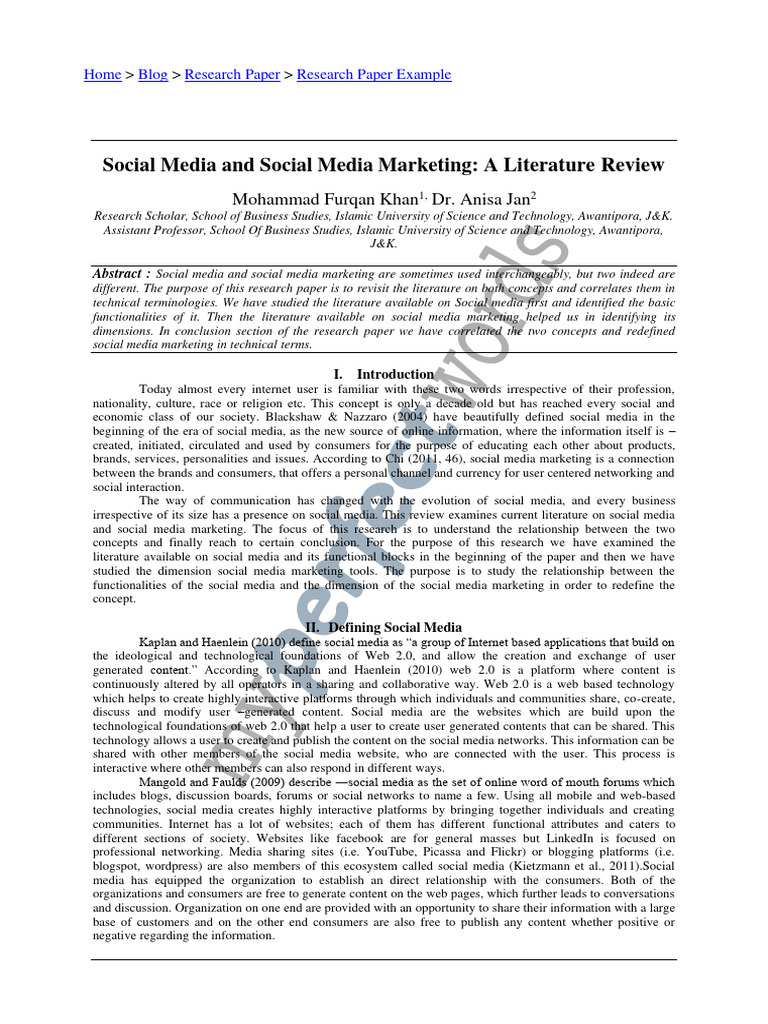 Social Media and Social Media Marketing A Literature Review PDF | PDF ...