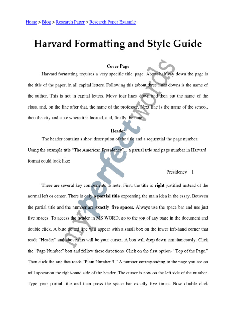 Harvard Research Paper Sample PDF | PDF | Essays | Citation