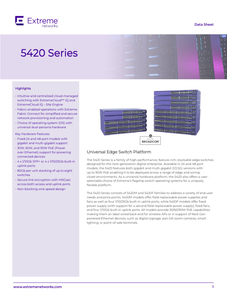 5420 DS 5420 1 en-US Extreme Datasheet | PDF | Network Switch ...